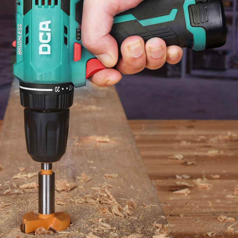 DCA Tools 12V Cordless Brushless 10mm Driver Drill Kit With 2.0Ah*2 & Charger | Altiven Power Tools